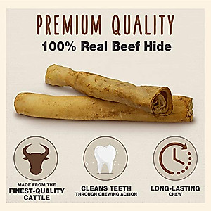 Cadet Premium Grade Beef Hide for Dogs, Long Lasting Rawhide Retriever Rolls, Single Ingredient Dog Chews, Peanut Butter Flavor, 10 Inch (4 Count)