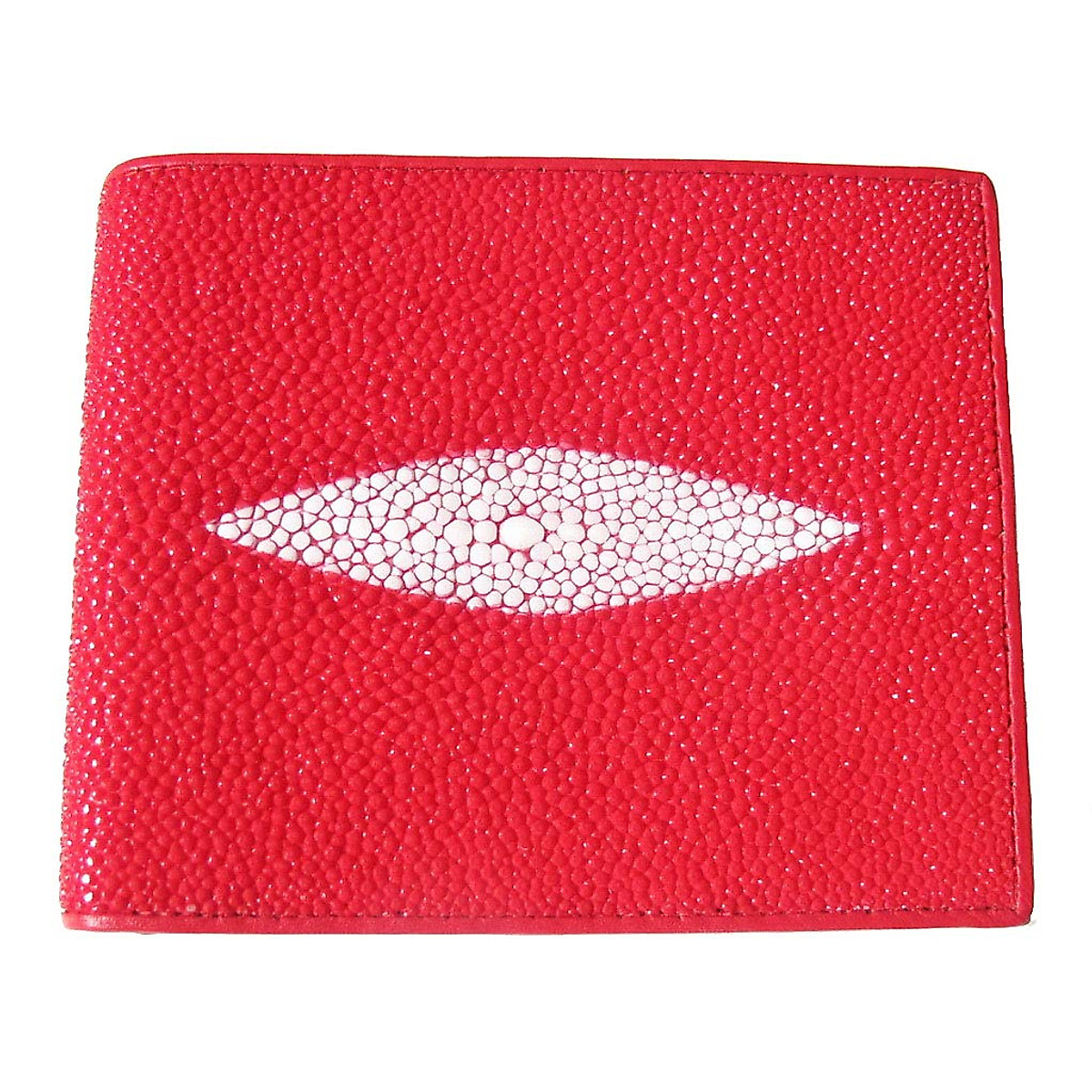 Julie Genuine Real Stingray Skin Leather Eye Man Bifold Shiny Red Wallet