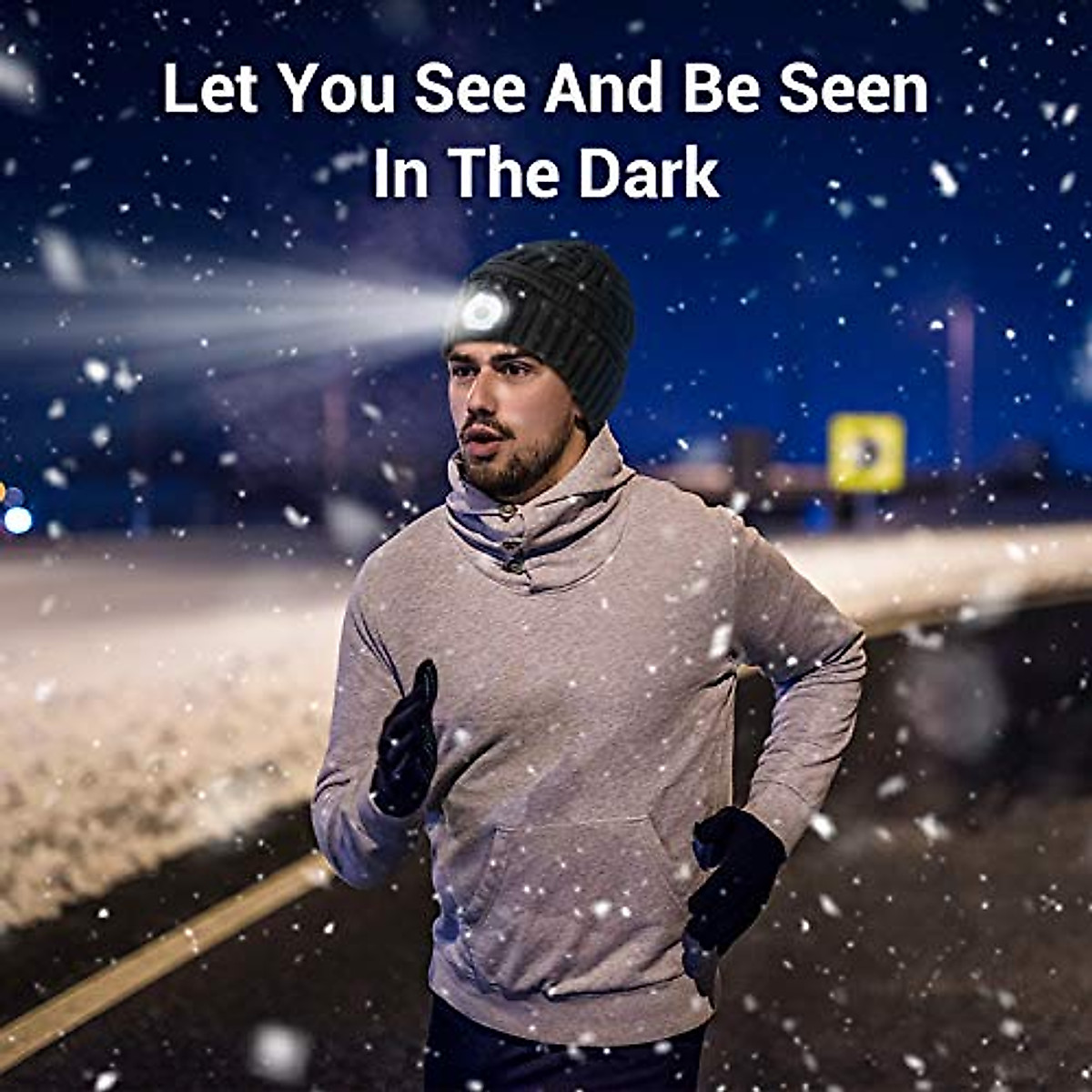 LED Beanie Hat with Lights, Gifts for Men Women Stocking Stuffers for Men Christmas Birthday Gift Idea for Dad Husband Him Teens Adults, Soft Warm Cap with Headlamp for Fishing Camping Walking