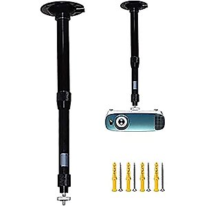 Universal Projector Mount Projector Ceiling Mount 12-17 in Adjustable Height 360° Rotation Stainless Aluminium Alloy Cable Management Projector Wall Mount for Mini Projector Video CCTV DVR Camera