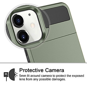 Vofolen Compatible with iPhone 12 Mini Case 5G Wallet Cover Credit Card Holder Slot Sliding Door Hidden Back Pocket Anti-Scratch Dual Layer Protective Shell Compatible with iPhone 12 Mini Army Green