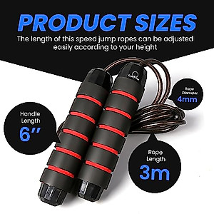 Jump Rope Fitness 3-Set for 2 Adults & Child - Lightweight, Adjustable Length, Durable Pro Quality. Ideal for Fitness, Cardio, Conditioning, Weight Loss for Men & Women + Free Child Rope