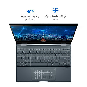 ASUS ZenBook Flip 13 OLED Ultra Slim Convertible Laptop, 13.3” OLED FHD Touch Screen, Intel Evo Platform Core i7-1165G7 Processor, 16GB RAM, 1TB SSD, Windows 10 Home, Pine Grey, UX363EA-IH74T