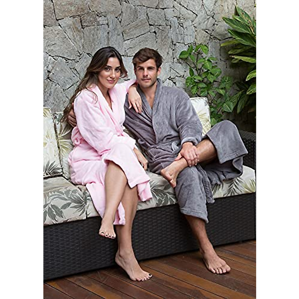 Simplicity Unisex Plush Spa Hotel Kimono Bath Robe Bathrobe Sleepwear Steel Grey, One Size