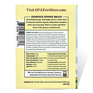 The Old Farmer's Almanac Heirloom Summer Squash Seeds (Yellow Crookneck) - Approx 70 Seeds - Non-GMO, Open Pollinated, USA Origin