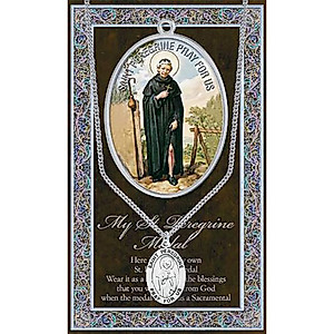 Rosemarie Collections Saint Peregrine Pendant Necklace and 2 Religious Pocket Tokens