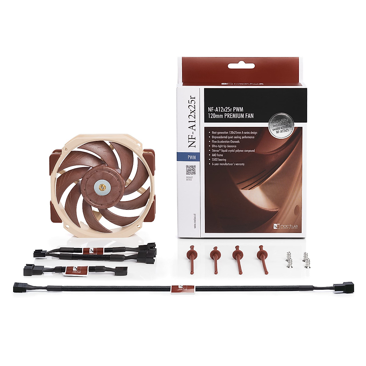 Noctua NF-A12x25r PWM, Round-Frame 120mm Fan, 4-Pin (Brown)