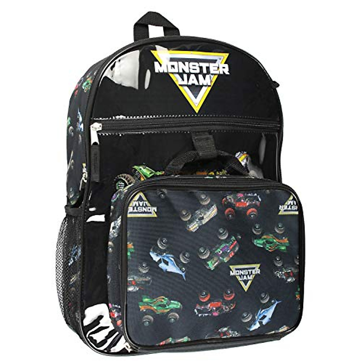 Monster Jam Megladon Grave Digger Max-D Monster Trucks Backpack Lunch Bag Water Bottle Ice Pack 5 Piece Mega Set