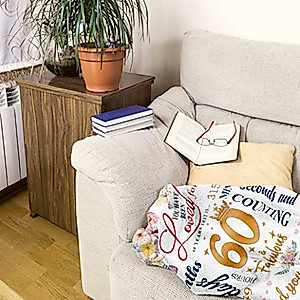 Ruvinzo 60th Birthday Gifts for Women, 60 Year Old Gifts for Women, 60 Birthday Gifts Blanket 60” x 50” for Women, 60th Birthday Decorations Women, Gifts Idea for 60 Year Old Woman, Cheers to 60 Years