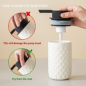 Bathroom Foaming Soap Dispenser 12oz Ceramic Hand Dish Soap Dispenser, Decorative Rhombus Kitchen Pump Bottle with Foam Bottle Pump(Cream Color)