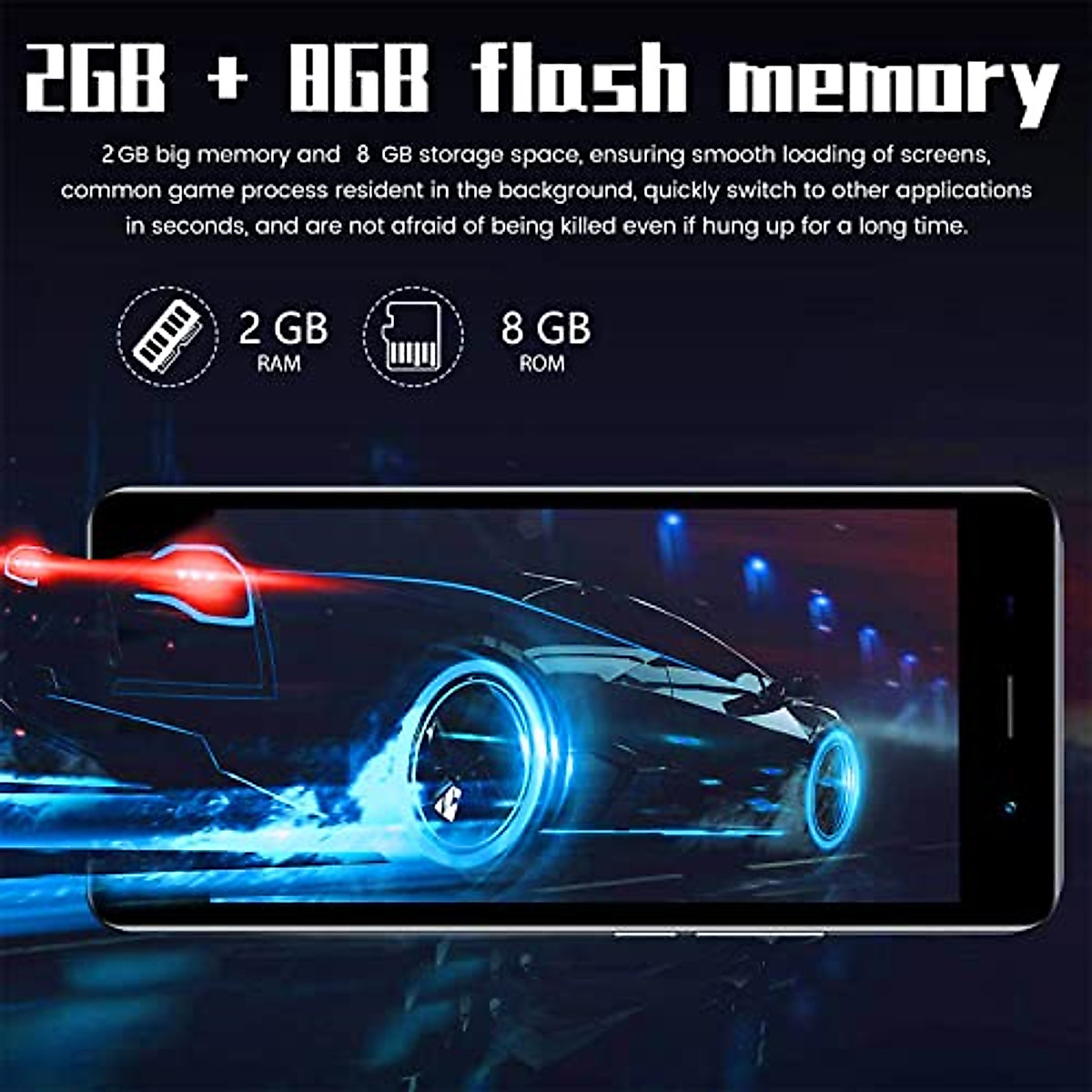 Unlocked Smartphones, HD Full Screen Smart Phone, Dual SIM & Camera Unlocked Cell Phone, 5.0-inch Water Drop Screen Touch Screen Mobile Cell Phone, 2GB RAM+8GB ROM, Android 5.1 (Blue)