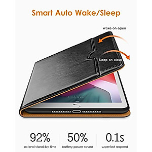 DTTO for iPad Mini 5th Generation 2019 Case, [Noble Series] Leather Folio Cover Case with Apple Pencil Holder for iPad Mini 5 2019 [Auto Sleep/Wake], Black