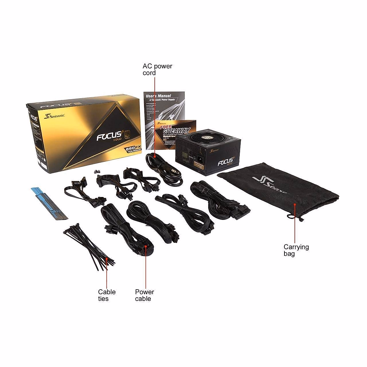 Seasonic FOCUS GX-650 - 650W - 80+ Gold - Full-Modular - ATX Form Factor - Low Noise - Premium Japanese Capacitor - 10 Year Warranty - Nvidia RTX 30/40 Super & AMD GPU Compatible (Ref. SSR-650FX)