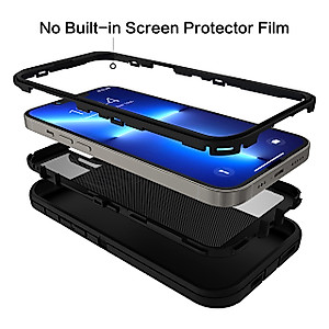 MXX Compatible with iPhone 13 pro Max Case, 3-Layer Super Protective Full Heavy Duty Body Tough Rugged Bumper Cover, Shock & Dust Proof, Designed for Apple 13 pro Max Phone Case 6.7" (Black)