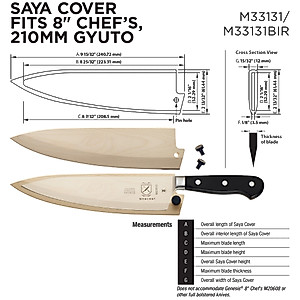 Mercer Culinary Natural Ash Wood Saya Cover Blade Protector for 8" Chef and 210mm Gyuto Knives