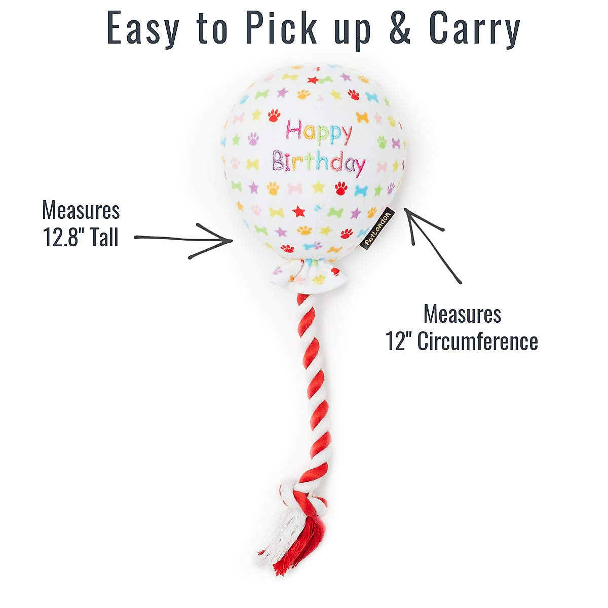 Pet London Birthday Balloon Dog Toy - Celebrate Your Dog's Happy Birthday - Plush colourful Rainbow Confetti Pattern Dog Party Gift-Perfect Pup Special Day Present-UK Designer Brand-BDAY or Adoption