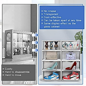 Shoe Box, 12 Pack X-Large Shoe Storage Boxes Clear Plastic Stackable, Transparent Shoe Organizer, Side Profile Shoe Containers for Sneaker Display, Easy Assembly, Shoe Holder Fit for US Size 12