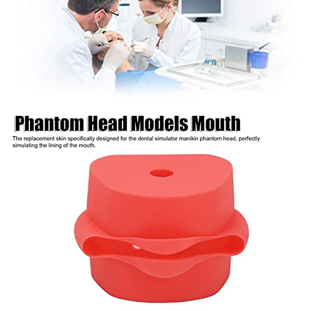 Oral Simulator Mannequin Head, Denist Simulator Manikin Phantom Head Replacement Skin Soft Silicone Removable Denist Model Accessory Red Skin Simulator for Denist Education