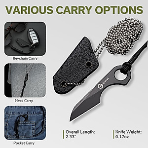 CIVIVI Gramis Mini Fixed Blade Neck Knife for EDC, Swedish 14C28N Steel, With Kydex Sheath with Chain and Lanyard C23004-1