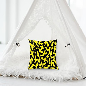 XMNYGJ Yellow Camo Pattern Throw Pillow Covers 20 x 20 Inch Decorative Square Cushion Case Soft Cozy Modern Pillowcase for Couch Sofa Bed Living Room Home Decor