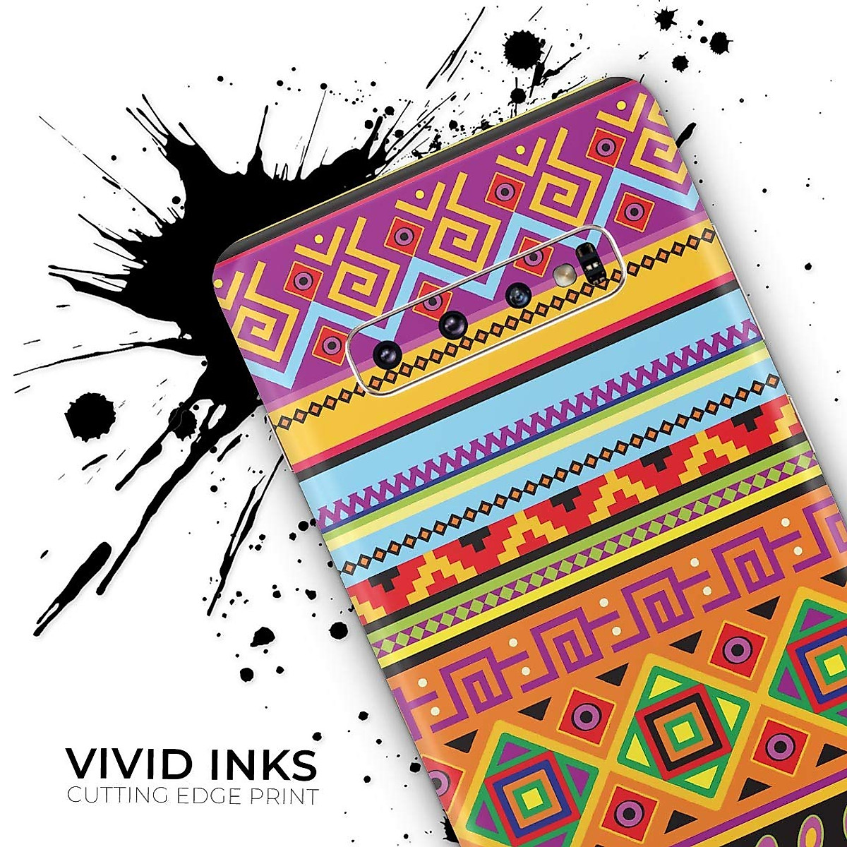 DesignSkinz Vector Gold & Purple Aztec Pattern V32 Protective Vinyl Decal Wrap Skin Cover Compatible with The Samsung Galaxy S20 (Screen Trim & Back Glass Skin)