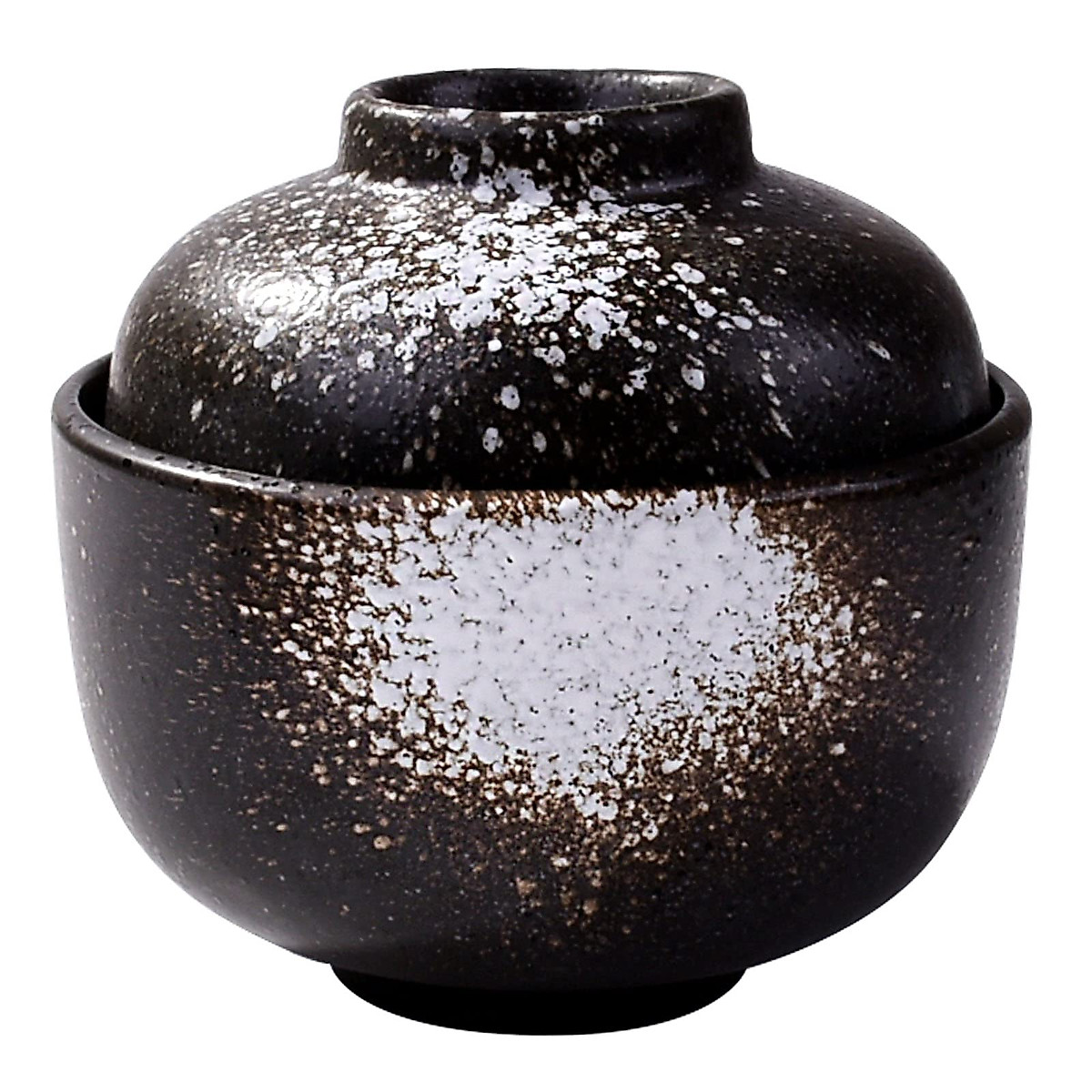 Soup Bowl with Lid, 7.7 OZ Microwave Bowl with Lid, Japanese Bowl with Lid for Soup (Black)