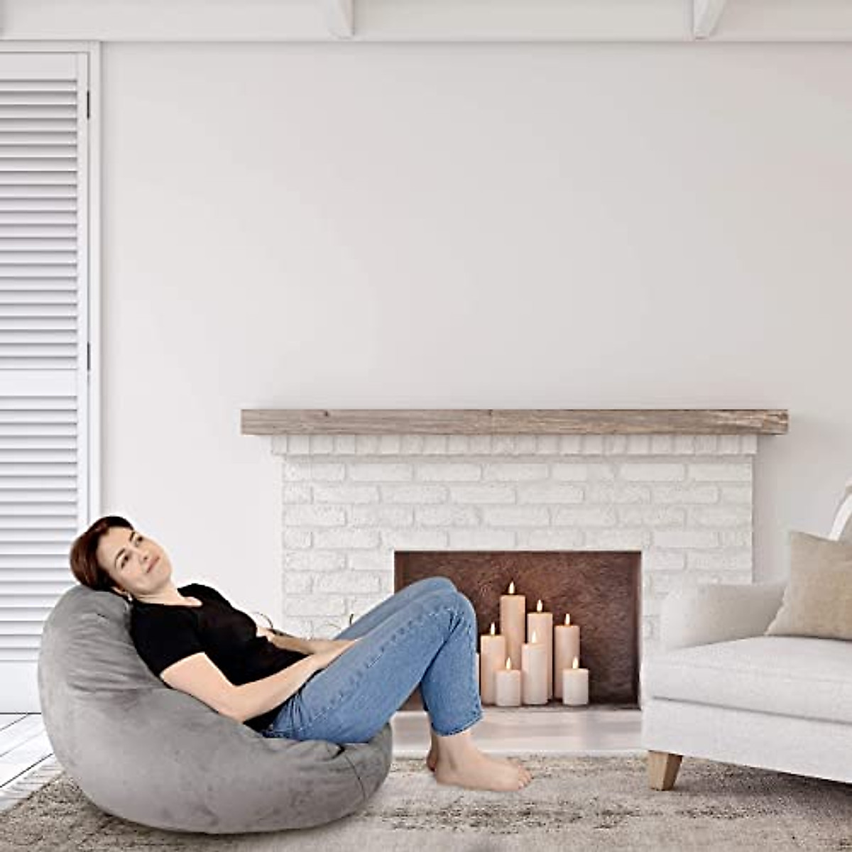 Delmach Bean Bag Chair Cover (No Filler) | Bird's Nest Shape | Adult Size | Microsuede | Stuffed Animal Storage for Kids Or Memory Foam| Double Stitched | Durable Zipper | Soft Premium