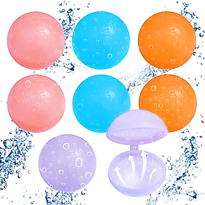 Reusable Water balloons, Self-Sealing Quick Fill Water Bomb for Boys & Girls, Silicone Refillable Water Balloons for Kids Adults Water Games Outside Summer Fun Party