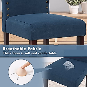 LSSPAID Dining Chairs Set of 4, High Back Fabric Upholstered Parsons Dining Room Chairs, Nail Head Trim Dining Chair, Turquoise