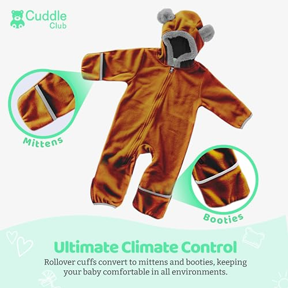 Fleece Baby Bunting Bodysuit – Infant One Piece Kids Hooded Romper Outerwear Toddler Jacket
