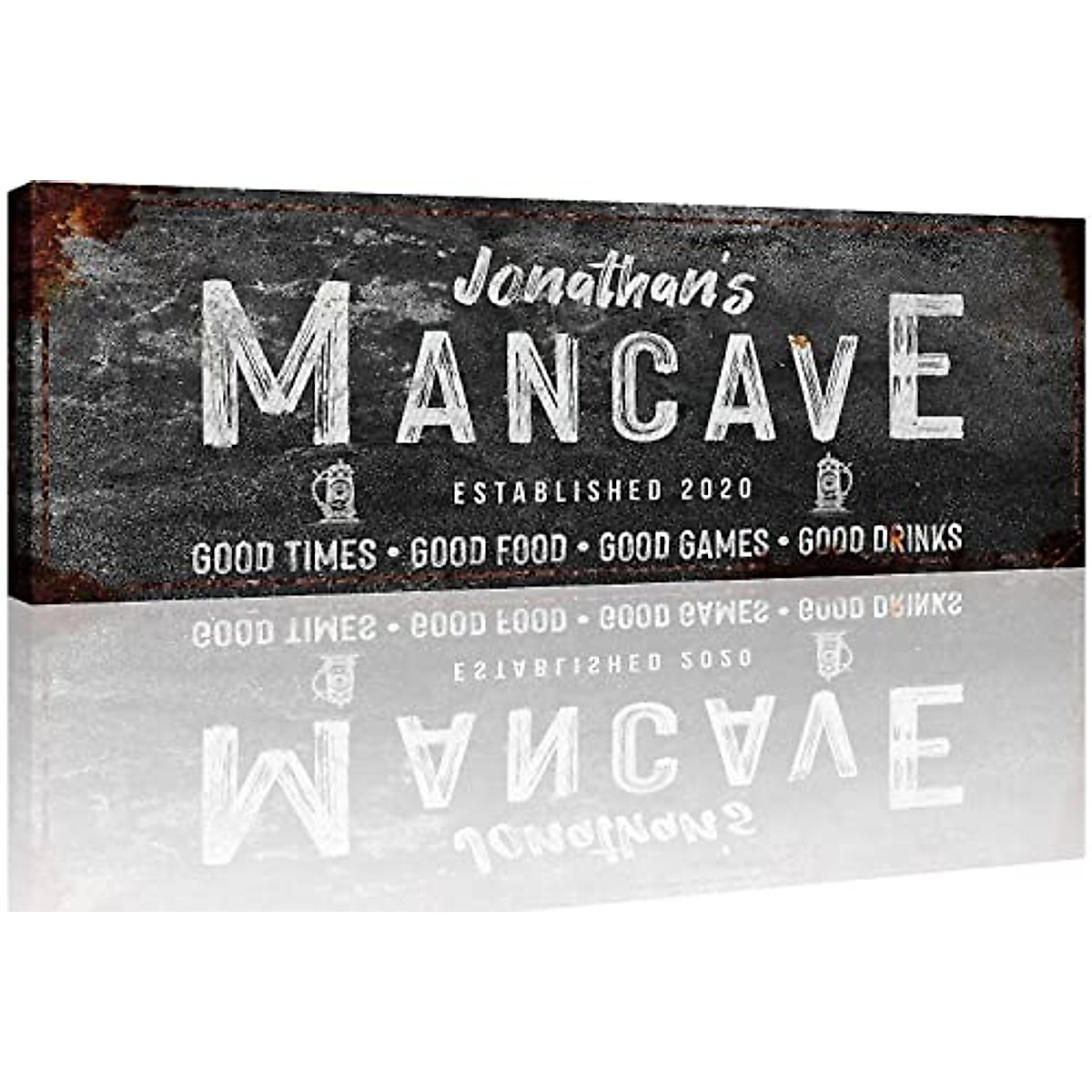 TAILORED CANVASES Man Cave Wall Sign - Personalized Mancave Wall Art Decor for Men, Guys - Custom Decoration for Home Bar, Entertainment Room, Game Room and Basement - Rustic Decoration 36x12in