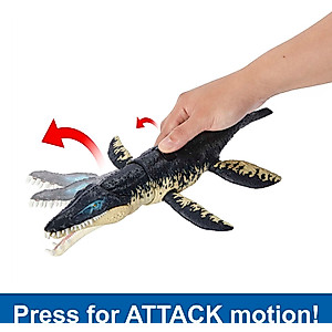 Mattel Jurassic World Dominion Wild Roar Kronosaurus Dinosaur Action Figure Toy with Sound & Attack Action, Plus Downloadable App & AR