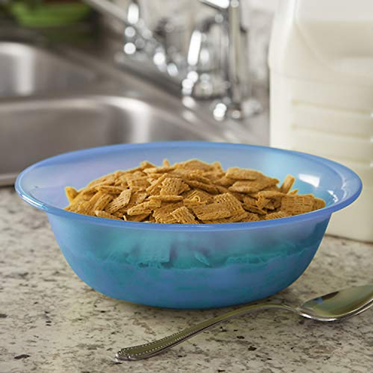 Sterilite Set of Two 49 Ounce/1.4 Liter Bowls, Turquoise Blue Tint, 12-Pack