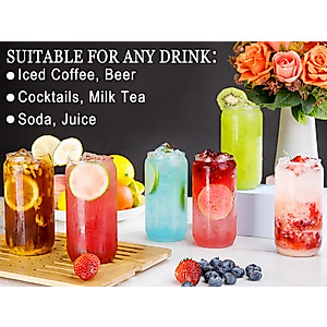 Nervure 20 Pack Can Shaped Plastic Cups - 16oz Plastic Drinking Classic Cups - Beer Can Plastic Cups - Iced Coffee Cute Tumbler Cup Cool Drinking Cups for Smoothie, Boba Tea, Cocktail