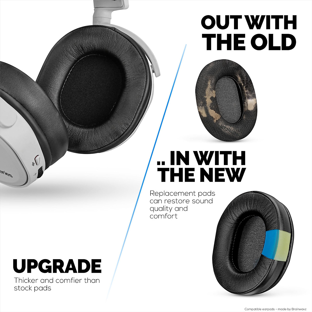 Gaming Gel Earpads for SteelSeries Arctis 1, Arctis 3, Arctis 5, Arctis 7, Arctis 9X, Arctis Pro & Arctis Prime Headset Headphone Earpads, Memory Foam & PU Leather (Black)