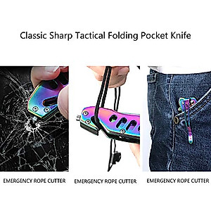 ALBATROSS EDC Cool Sharp Tactical Folding Pocket Knife,SpeedSafe Spring Assisted Opening Knifes with Liner Lock,Pocketclip,Glass Breaker,Seatbelt Cutter(Multi)