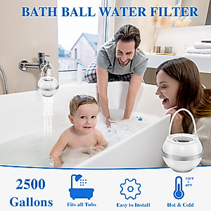Bath Ball Filter-Bathtub Water Filter Remove Chlorine Improve Water Quality to Softer, Smoother Skin, Shower,BPA Free-2,500 Gallons of Filtration
