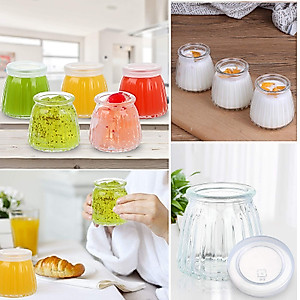 40 Pack 4 oz Clear Glass Jars With PE Lids,Glass Yogurt Container,Glass Pudding Jars Yogurt Jars for Milk,Jams,Jelly,Mousse,Honey and More