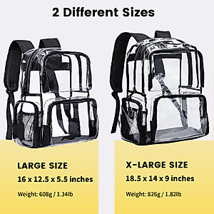 Vorspack Clear Backpack - Transparent Backpack with Reinforced Bottom & Multi-pockets for College Workplace Security - Black