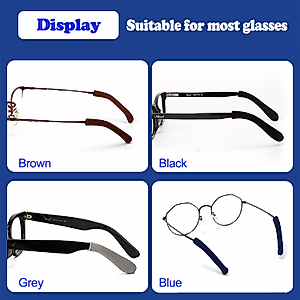 Upgrade Soft Knitting Cotton Fabric Glasses Ear Cushion, Anti-Slip Elastic Comfort Eyeglasses Temple Tips Sleeve Retainer, Eyeglass Ear Cushions Grips for Glasses Sunglasses Eyewear(2pairs Black)