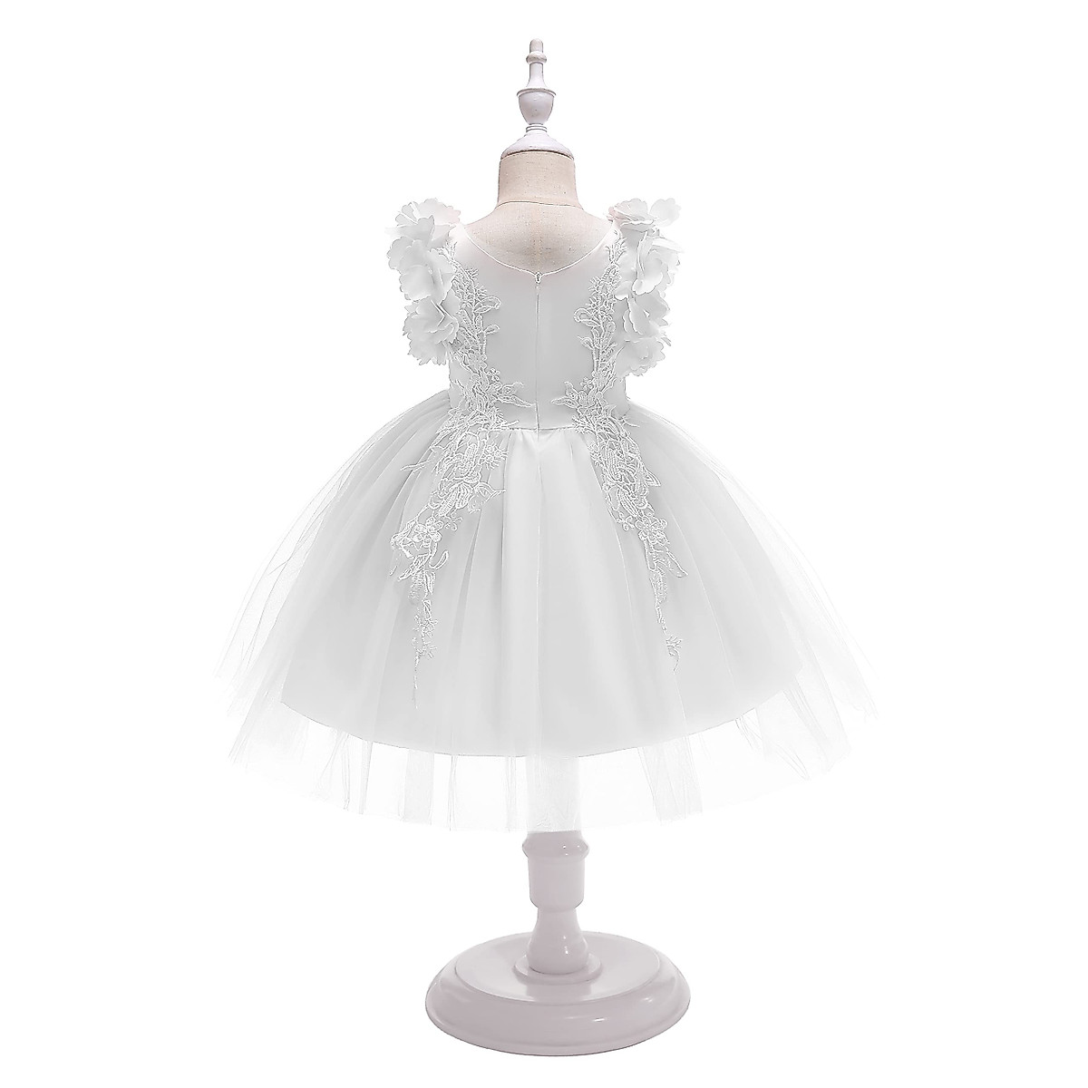 Weileenice Easter White Flower Girl Lace Embroidery Dress 2 3 Kids Baptism Birthday Church Wedding Party Pageant Princess Ball Gown Christmas Little Girls Formal Prom Tutu Tulle Dresses New Year