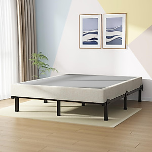 Superay Metal Bed Frame, 9-Leg Bed Base, 8 inches Support for Box Spring and Mattress Set, Queen, Easy Assembly, Black