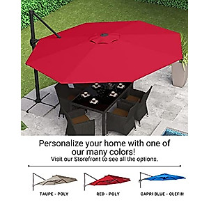 Formosa Covers Replacement Umbrella Canopy for 11ft Supported Bar Cantilever Market Outdoor Patio Shade in Red (Canopy Only) (11ft 8 ribs)
