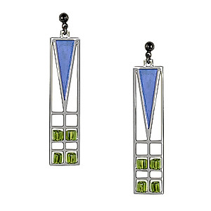 Frank Lloyd Wright Light Screen Blue Enamel Earrings