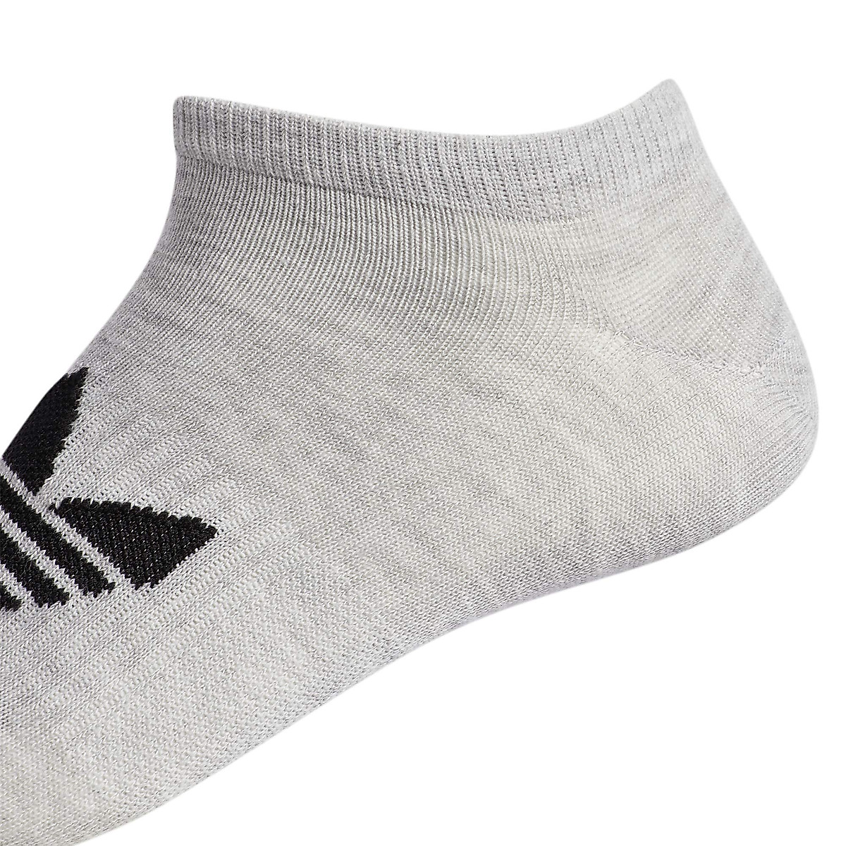 adidas Originals Men's Classic Trefoil Superlite No Show Socks (6-Pair), Heather Grey/White/Black, Large