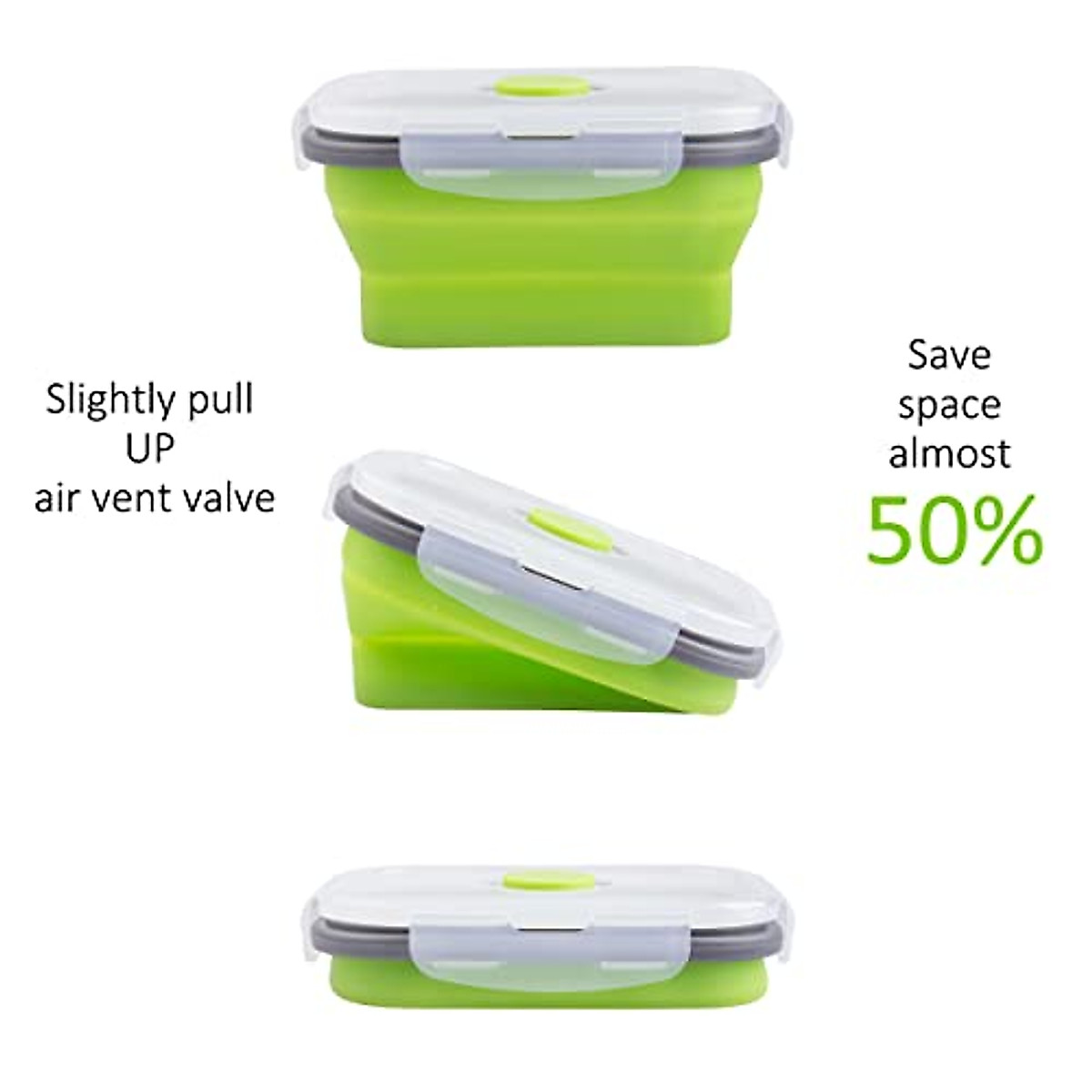 Collapsible Food Storage Containers with Airtight Lid, 11.8 oz, Small Kitchen Stacking Silicone Collapsible Meal Prep Container Set for Leftover, Microwave Freezer Dishwasher Safe, 4 Colors, Set of 4