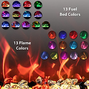 60" Electric Fireplaces Inserts, Recessed & Wall-Mounted Fireplace Heater with Thermostat, Multicolor Flames,Timer, Log & Crystal, 750/1500W