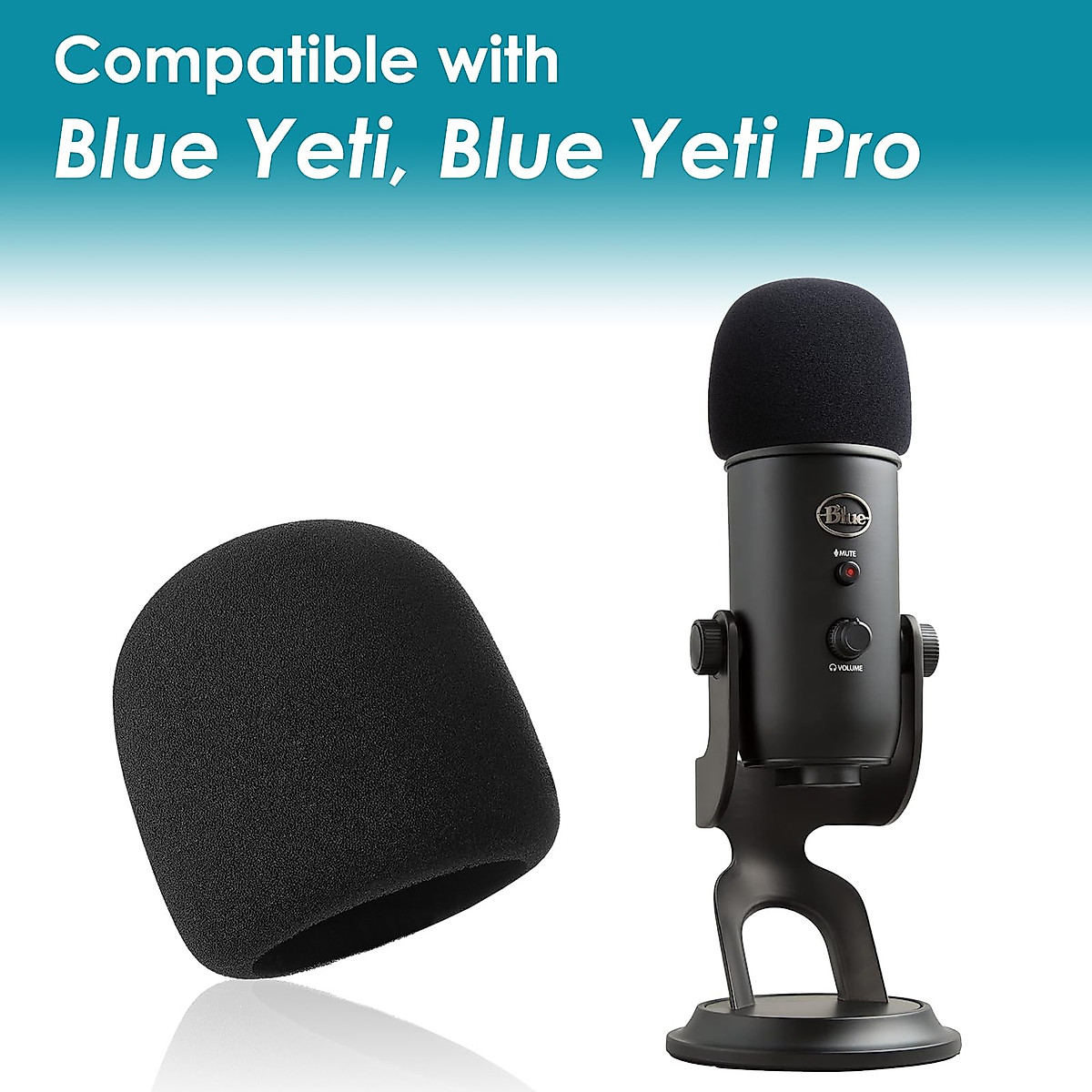 YOUSHARES 2PCS Blue Yeti Pop Filter for Blue Yeti Microphone, Yeti Foam Windscreen with Dead Cat Blue Yeti Mic Cover for Yeti Mic and Blue Yeti Pro USB Microphone