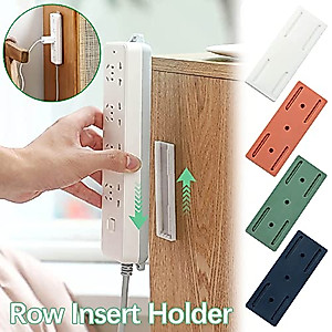 YUMIN 12Pcs Adhesive Punch Free Socket Holder, Self-Adhesive Desktop Socket Fixer, New Self Adhesive Power Strip Mount, Cable Management System Punch Free Socket Holder (12pcs)