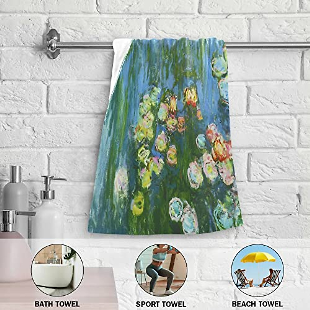Hand Towel Set Monet Water Lilies Willow Absorbent Towel for Bathroom 14.4 x 28.3 Inch